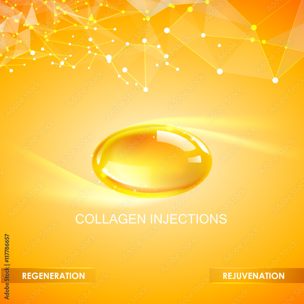 Collagen natural product label design for cosmetic surgery. Bright ...