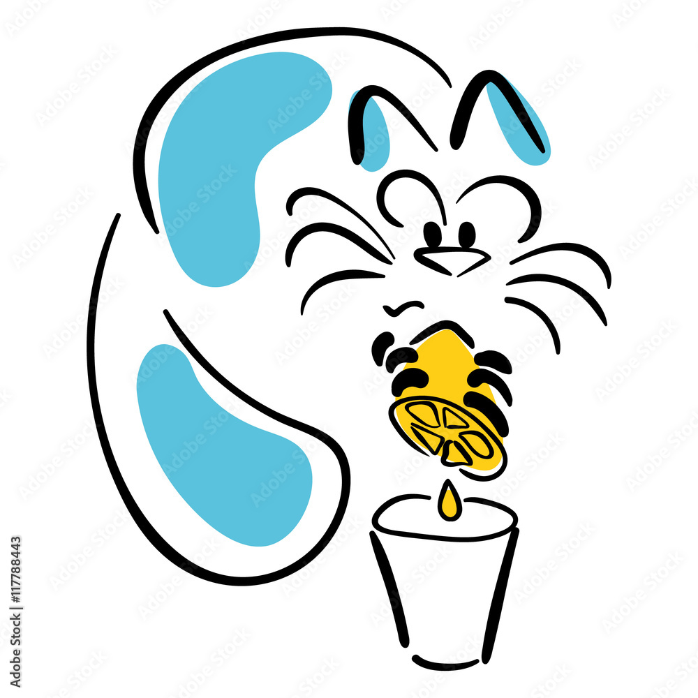 Cat makes lemonade Stock-Vektorgrafik | Adobe Stock
