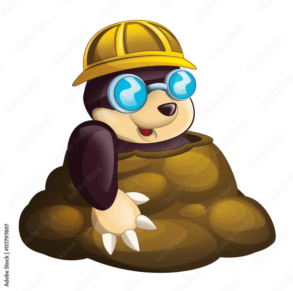 Cartoon mole - worker - in the ground - isolated - illustration for ...