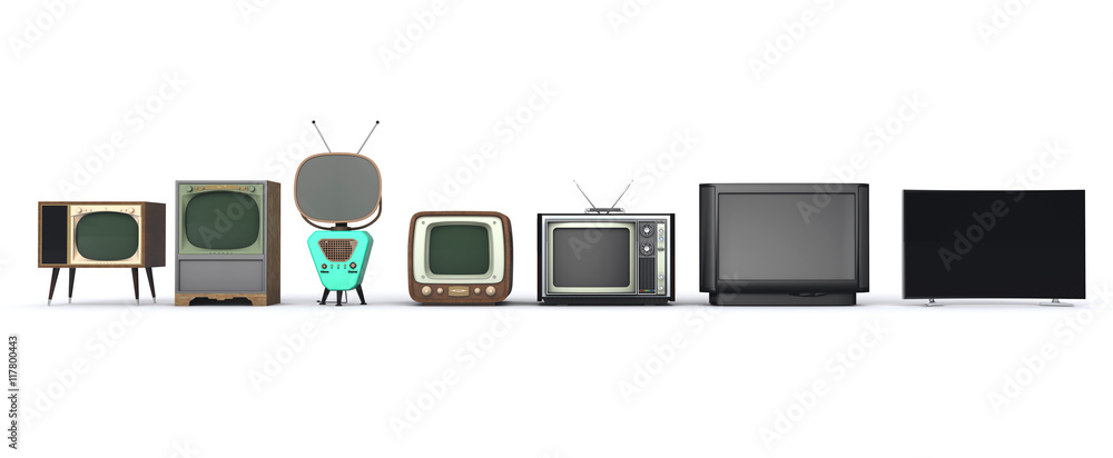 3D Illustration of Television Evolution Stock Illustration | Adobe Stock