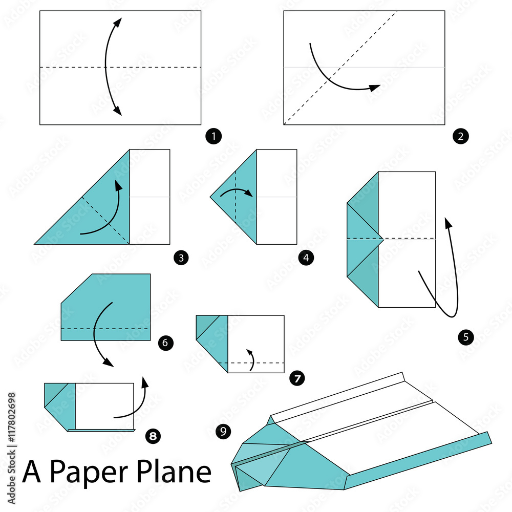 Step by step instructions how to make origami A Plane. Stock Vector ...