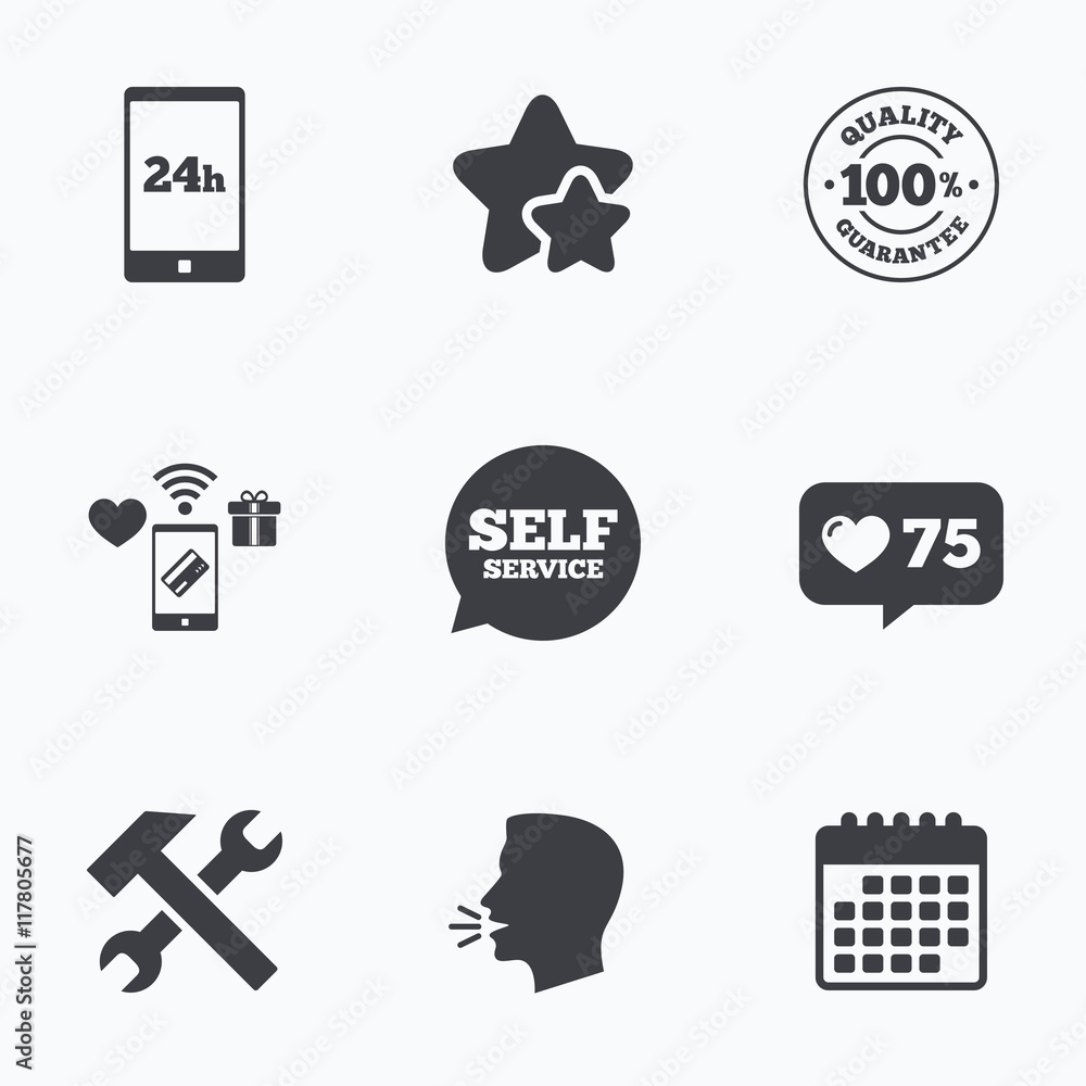 Repair fix tool icons. Customer service signs. Stock-Vektorgrafik ...