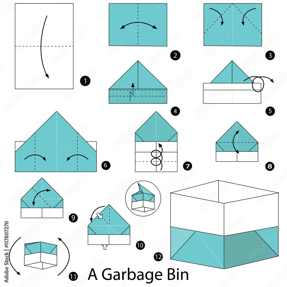 Step by step instructions how to make origami A Box. Stock Vector ...