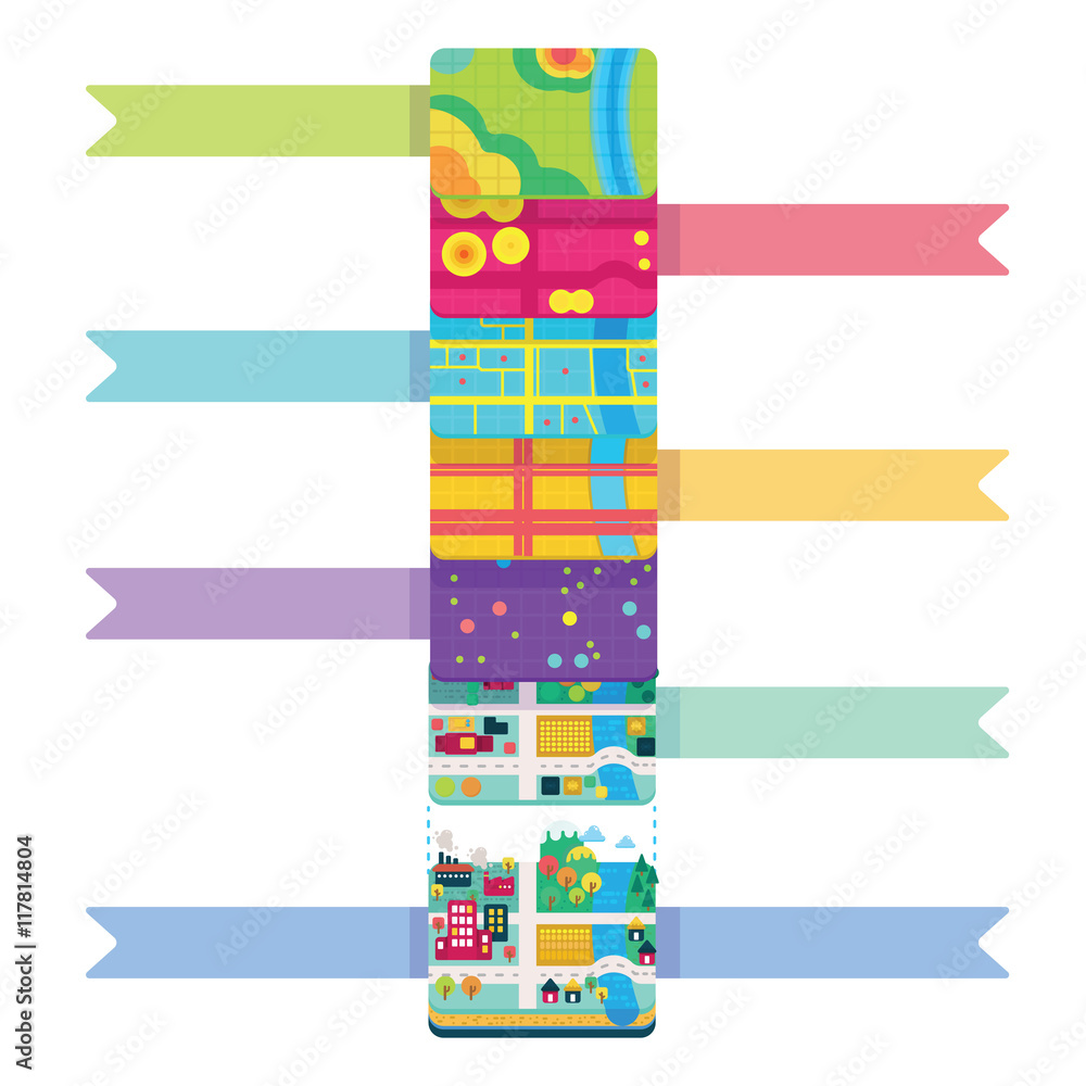 Vector Illustration of GIS Spatial Data Layers Concept for Info Graphic ...