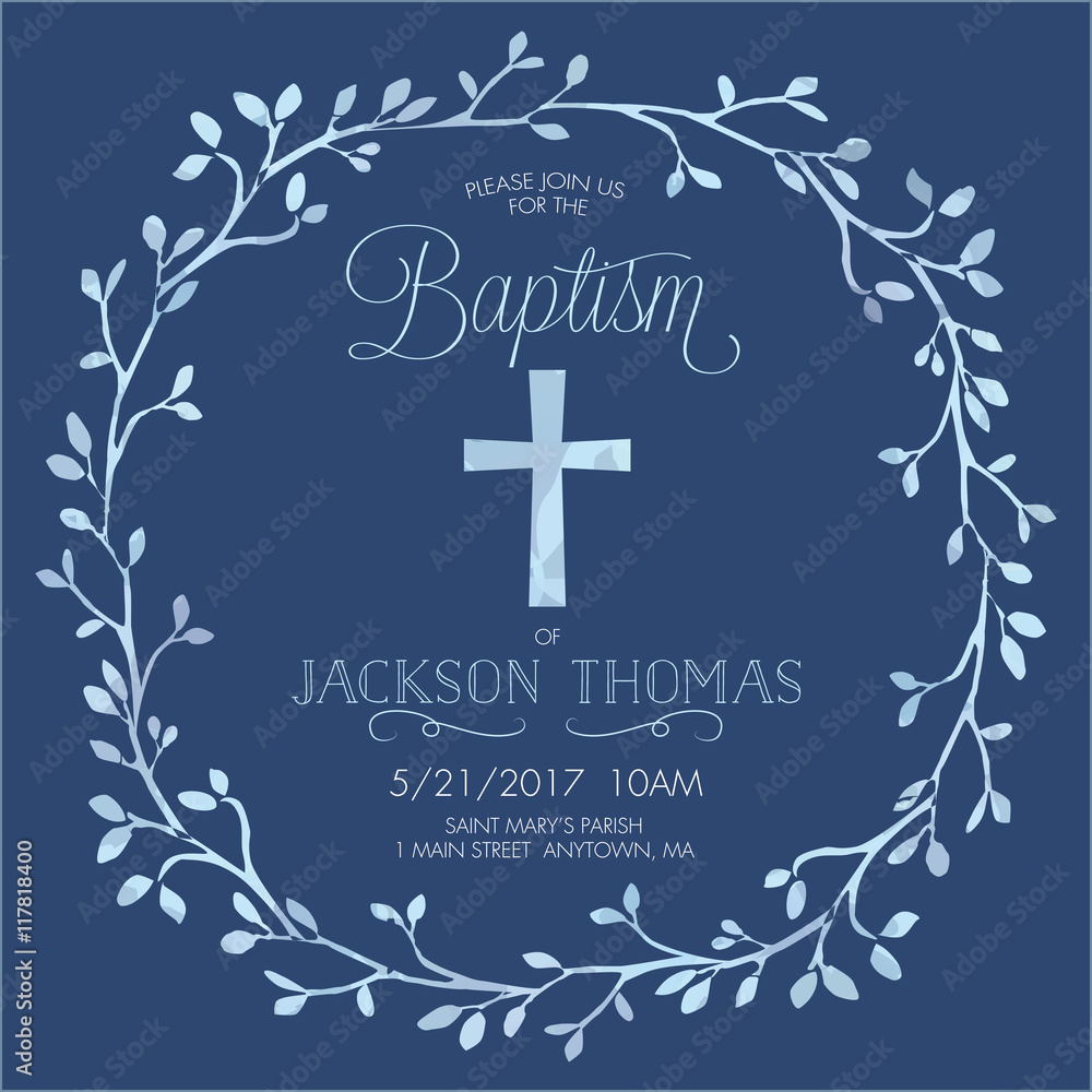 Blue Boy's Baptism/Christening/First Communion/Confirmation Invitation ...