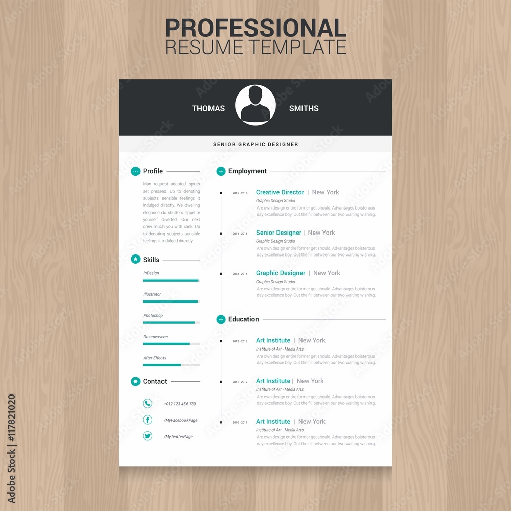 Professional resume template Stock Vector | Adobe Stock