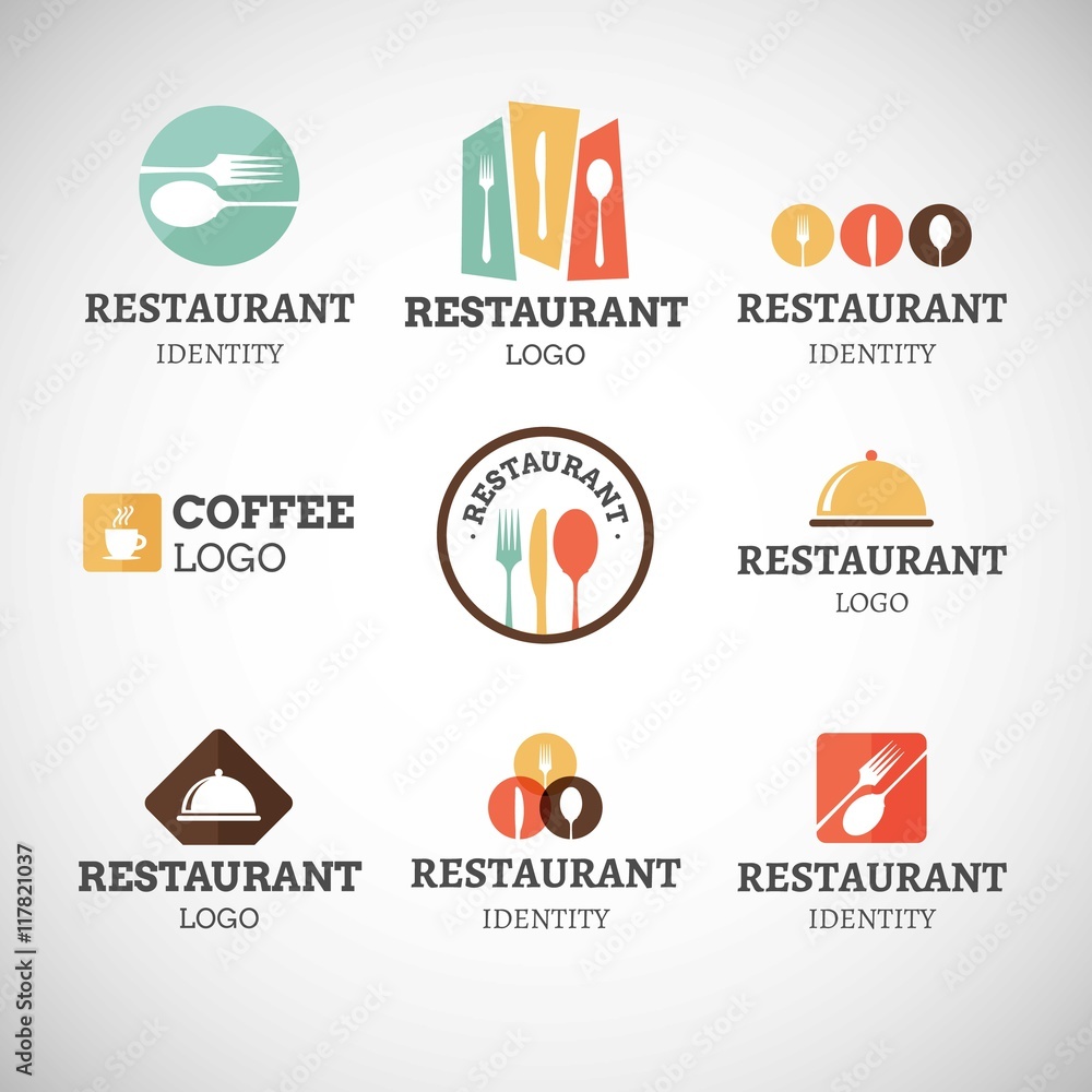 Restaurant modern logo collection Stock Vector | Adobe Stock