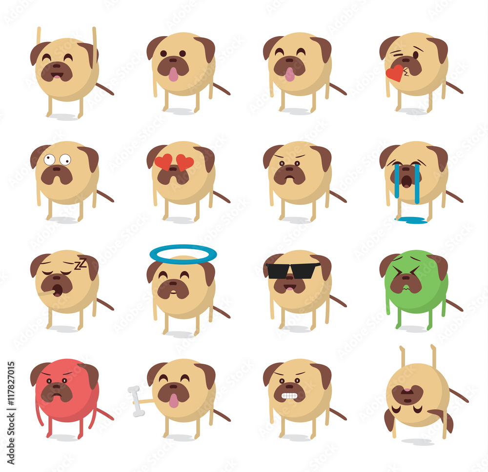 Set of dog icon vector isolated on white background. Emoji vector ...