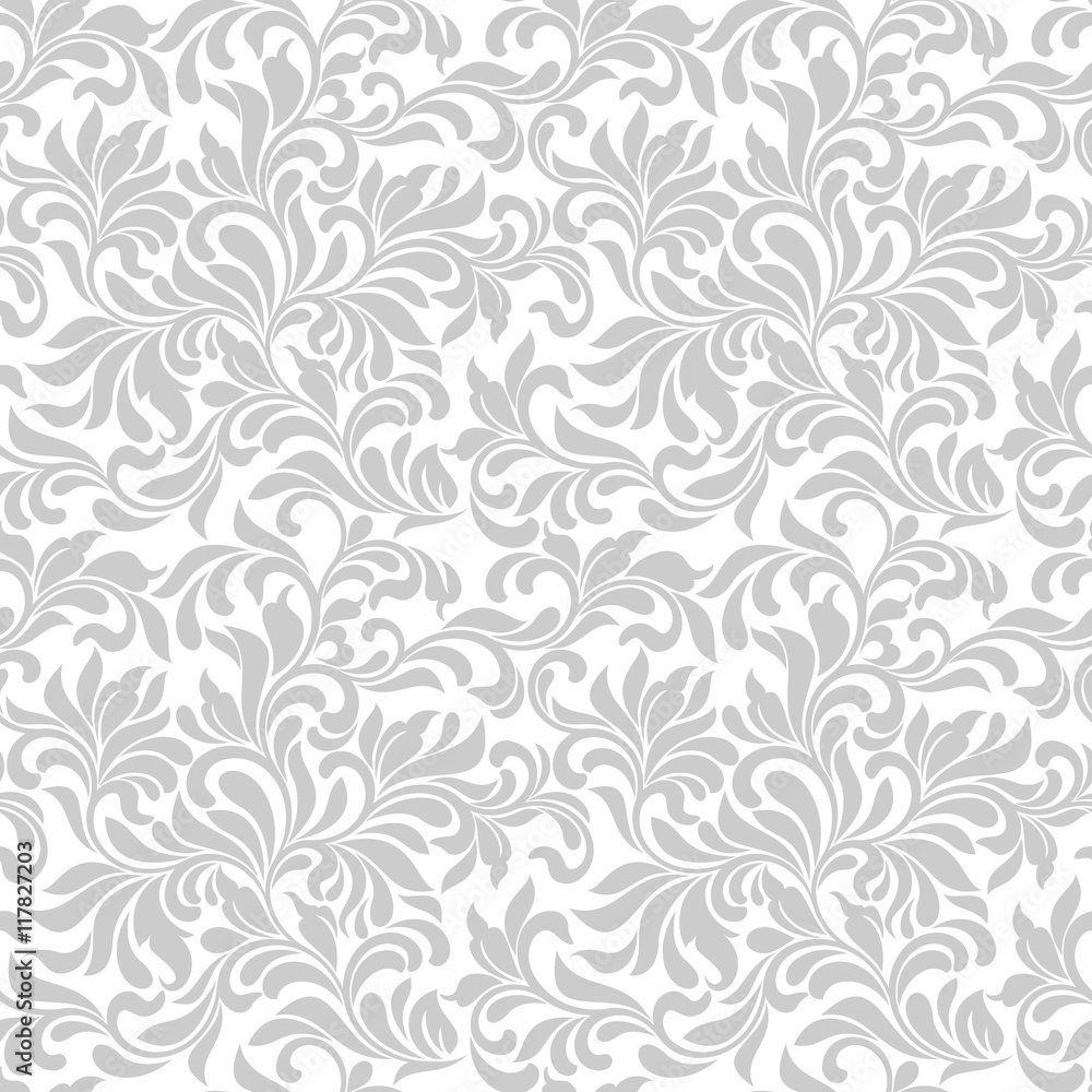 Vintage Floral Pattern Gray And White