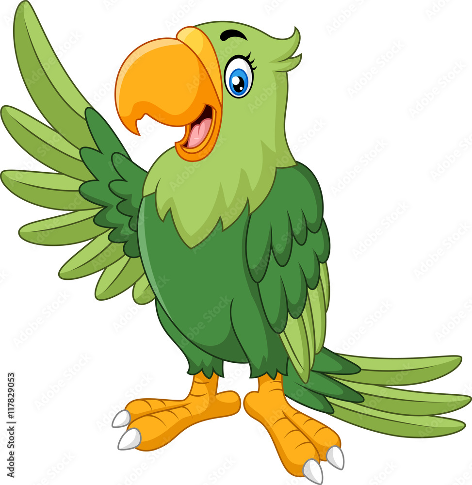 Cartoon funny parrot presenting Stock Vector | Adobe Stock