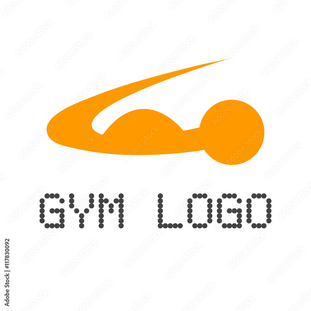 Isolated and abstract orange gym and fitness center logo on a white ...