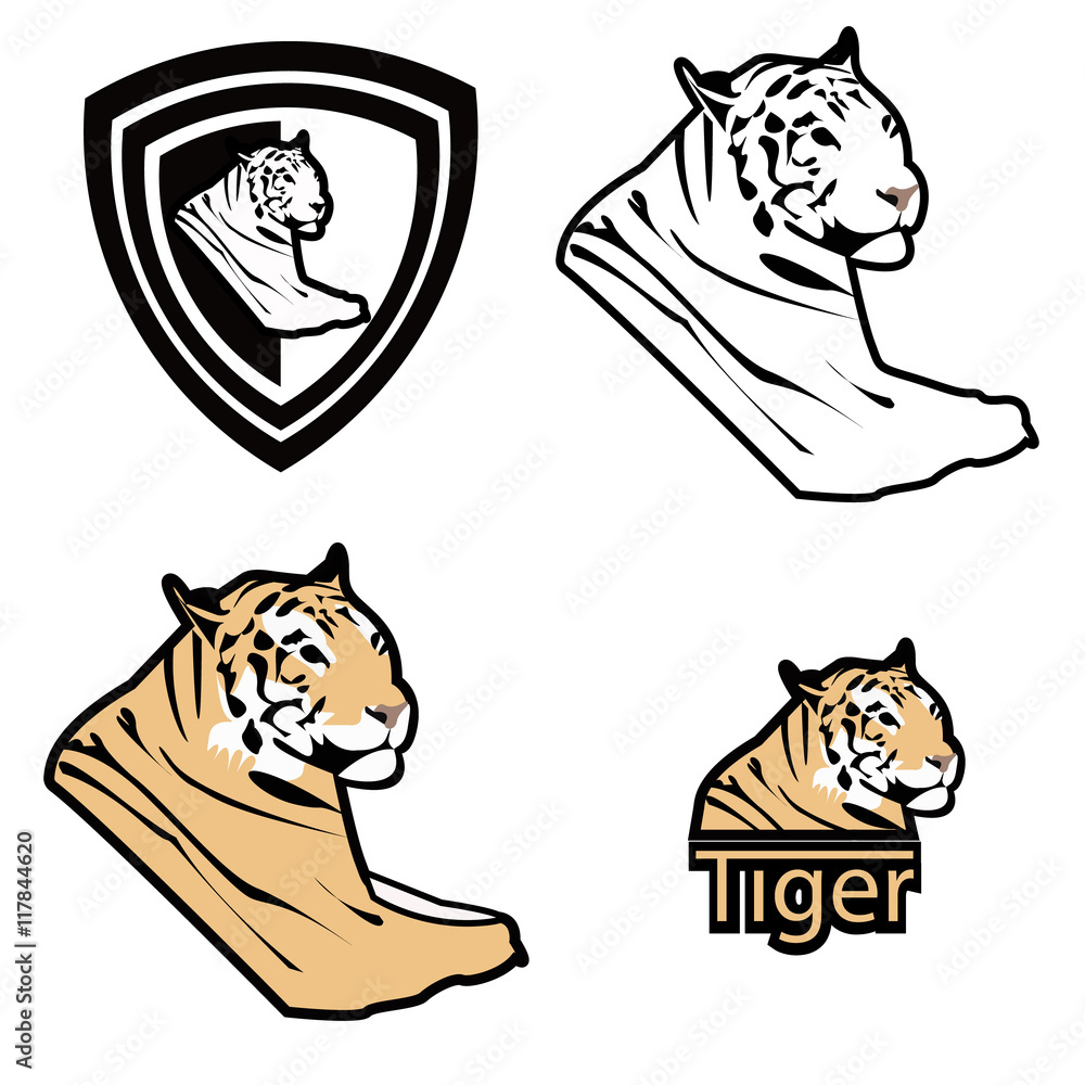 Tiger face logo emblem template mascot symbol for business or shirt ...