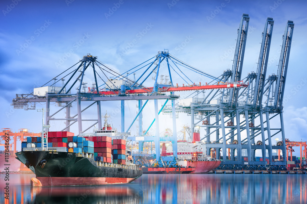 Logistics and transportation of International Container Cargo ship with ...