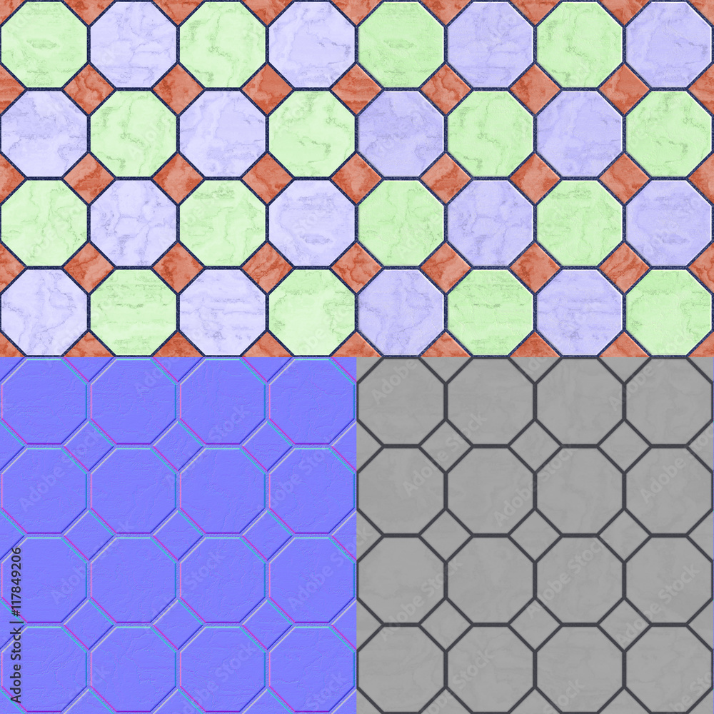 Floor tiles seamless generated texture (with diffuse, bump and n Stock ...