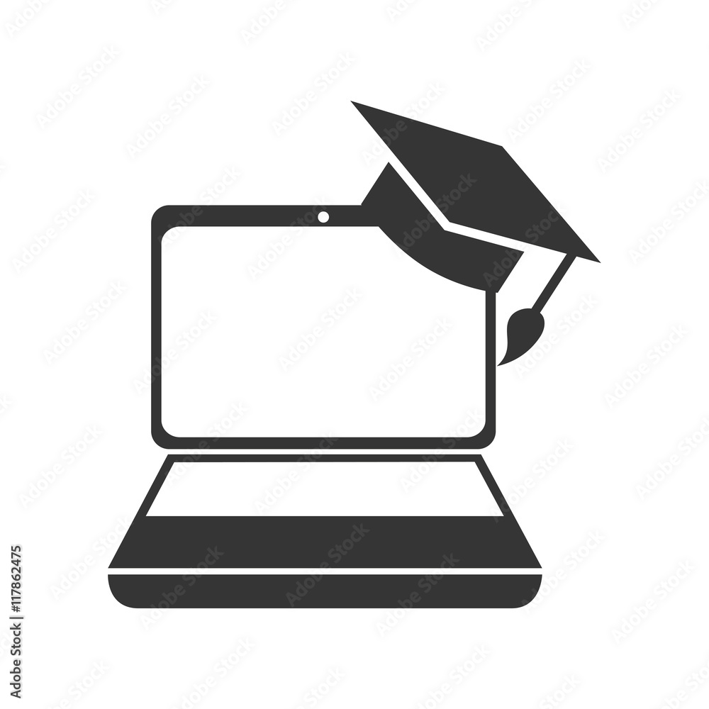 laptop education computer graduation hat technology vector graphic ...