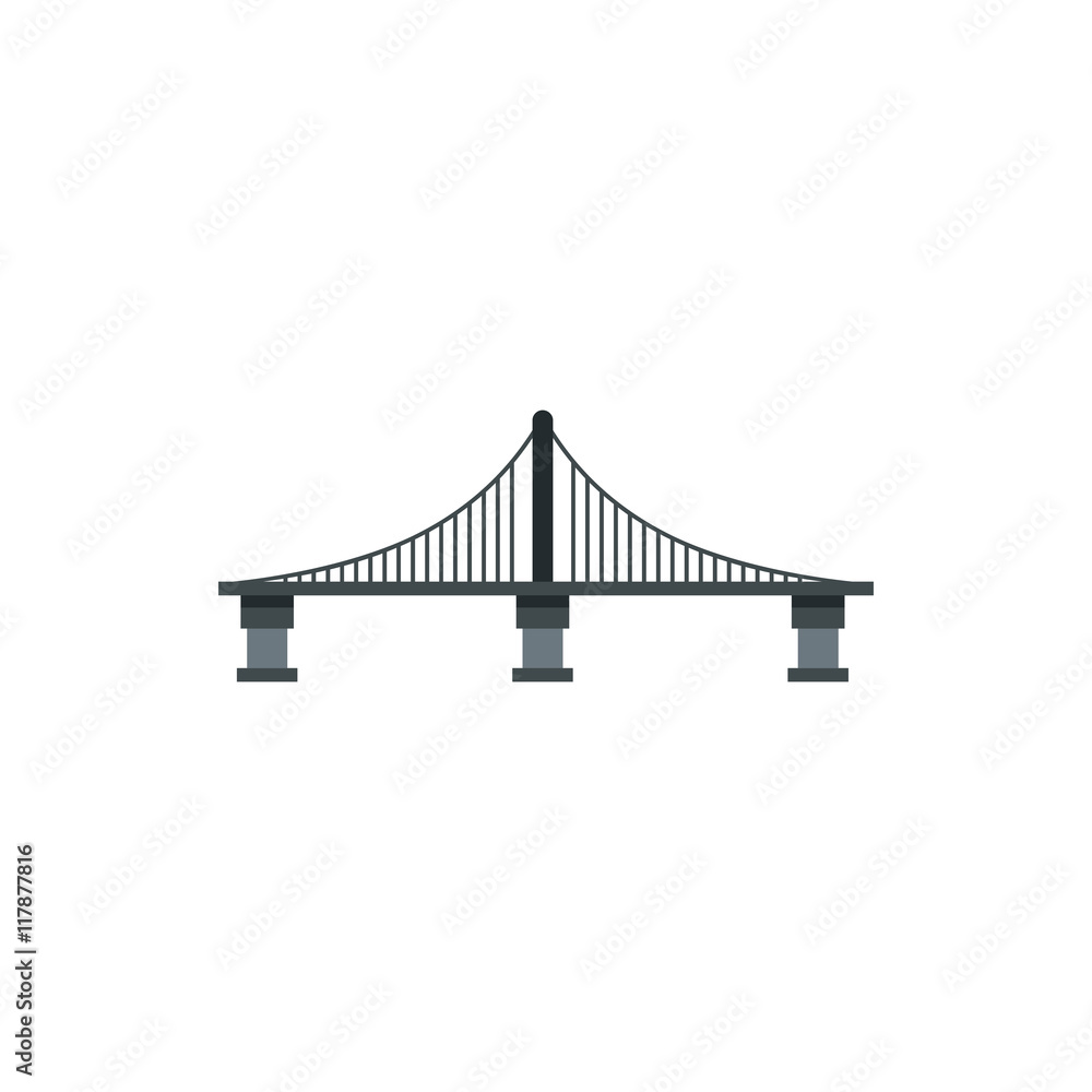 Cable stayed bridge icon in flat style on a white background Stock ...