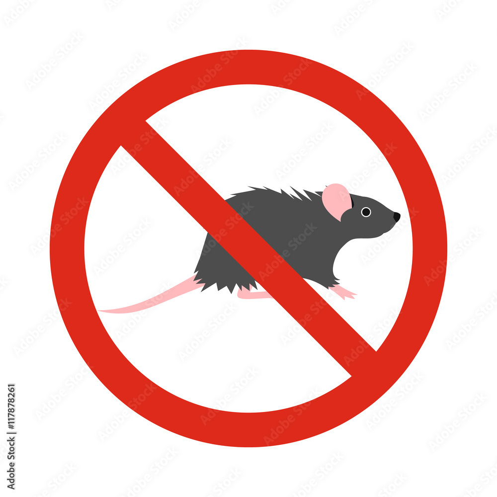Prohibition sign mouse icon in flat style isolated on white background ...