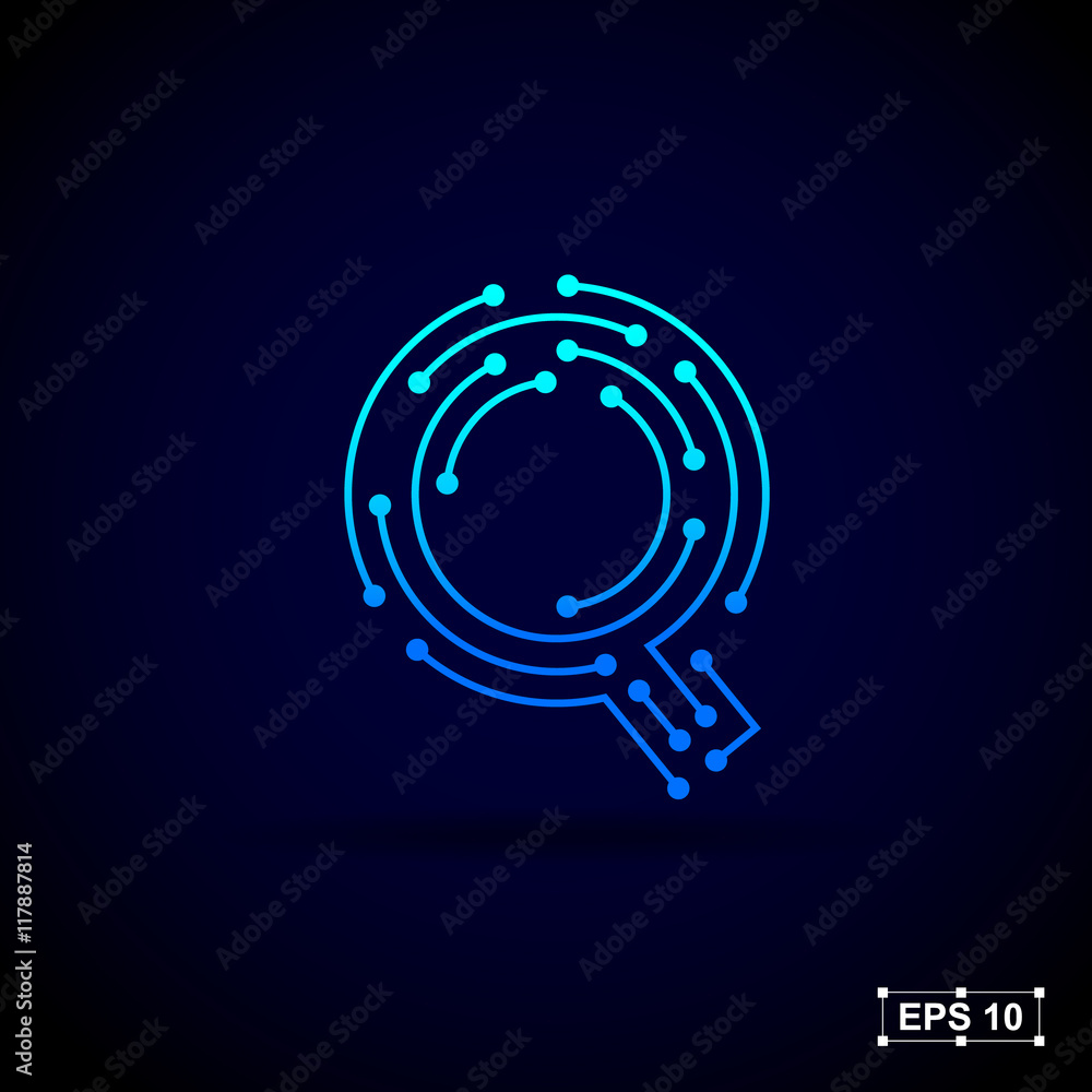 Letter Q logo design template,Technology abstract dot connection cross ...