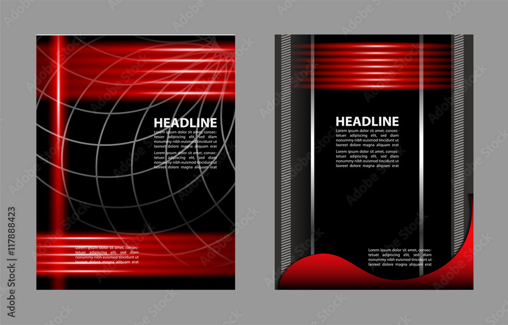 Abstract red background with wave - brochure design or flyer Stock ...