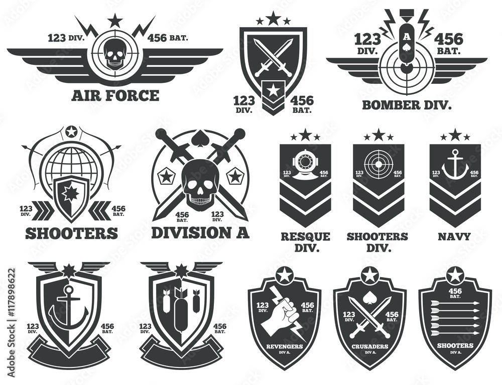Vintage military vector labels and patches Stock Vector | Adobe Stock