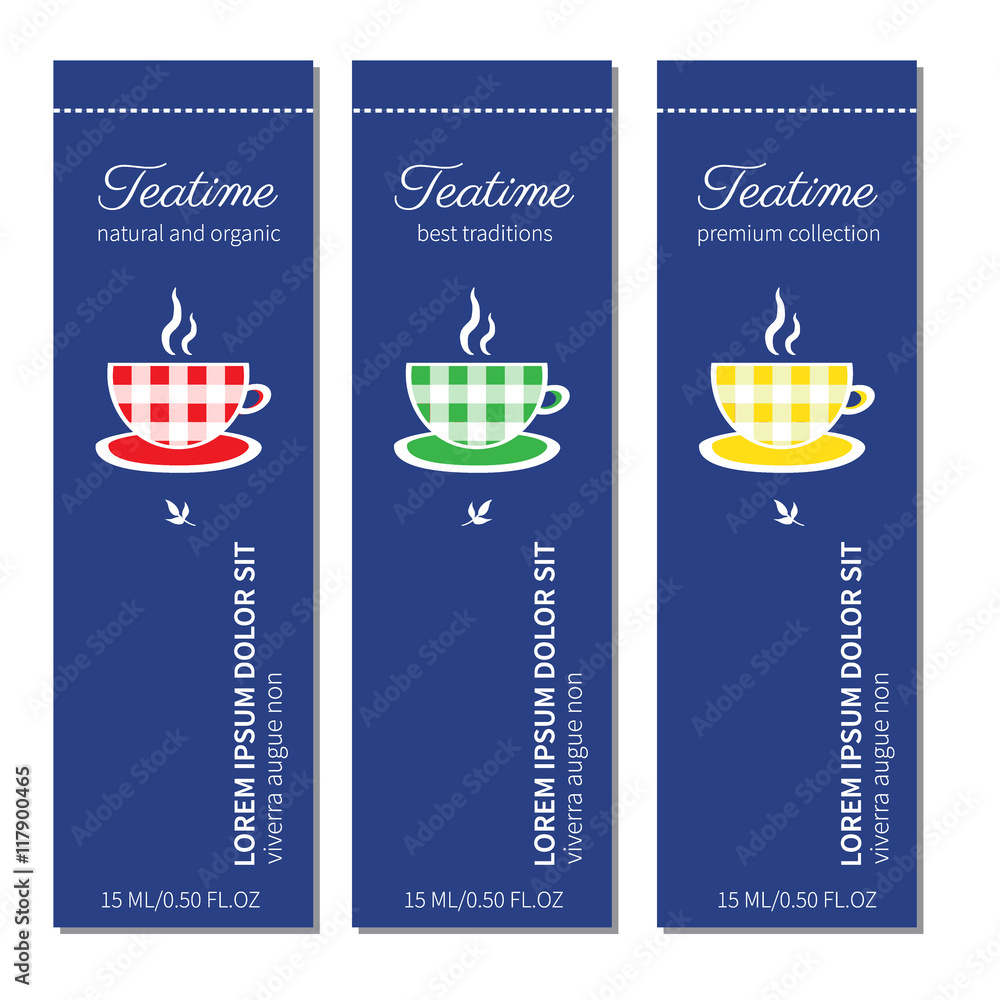 Decorative colorful cups vector doodle illustration, stylish banners ...