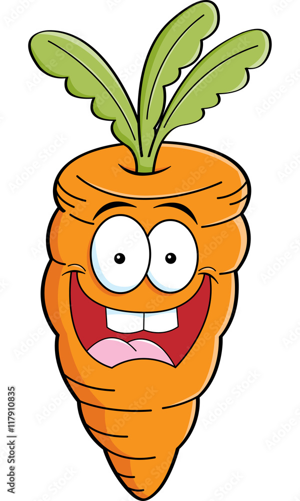 Cartoon illustration of a smiling carrot. Stock Vector | Adobe Stock