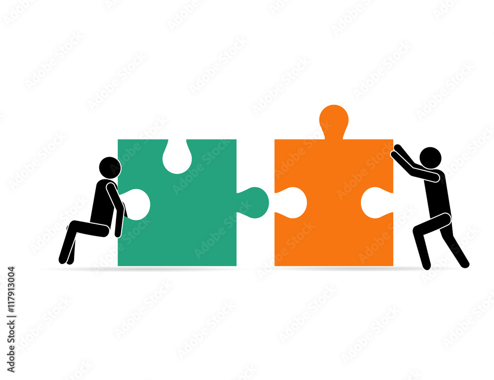 Solution to the problem together. business success concept, People move ...