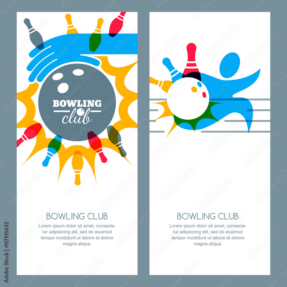 Set of bowling banner backgrounds, poster, flyer or label design ...