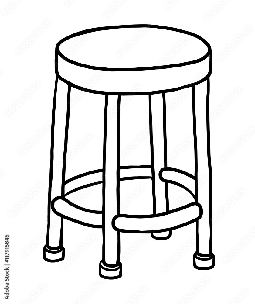 rounded chair / cartoon vector and illustration, black and white, hand ...