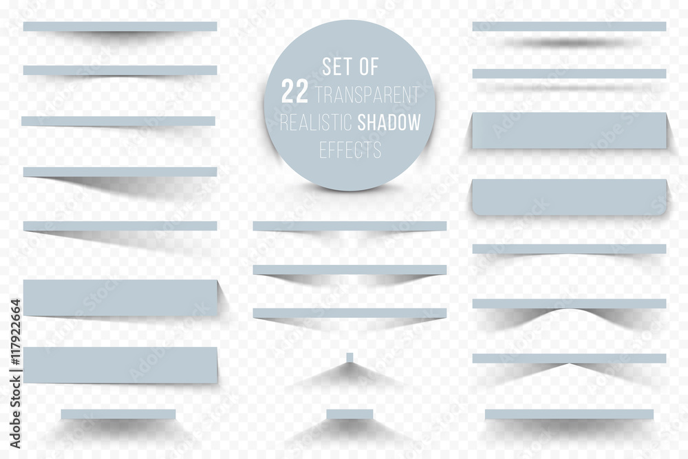 Set of transparent realistic shadow effects. Vector illustration for ...
