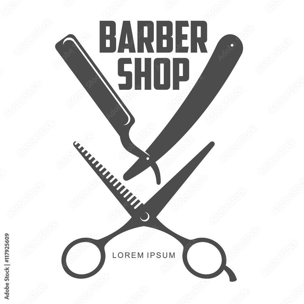 vintage barber shop logo, label, badge and design element, vector ...
