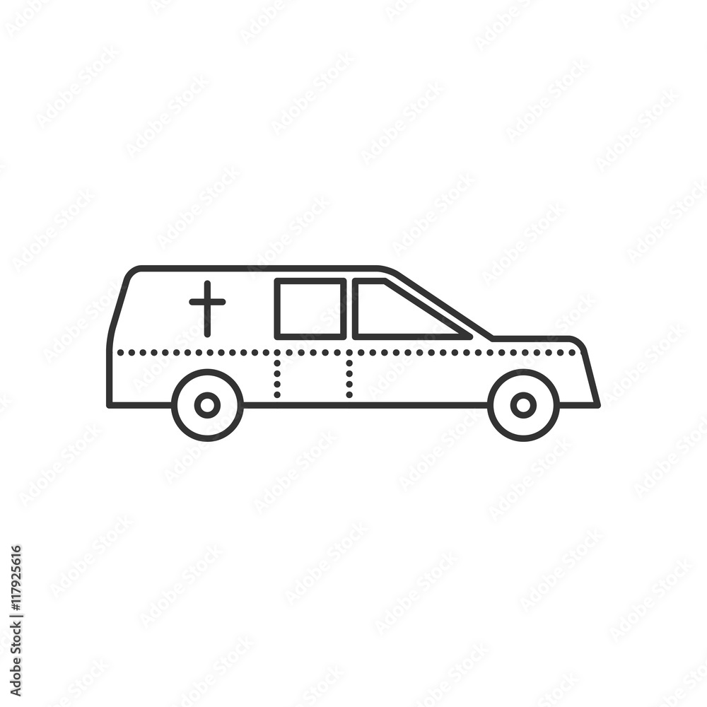 Coffin transport. Hearse car flat icon. Symbol of death and funeral ...