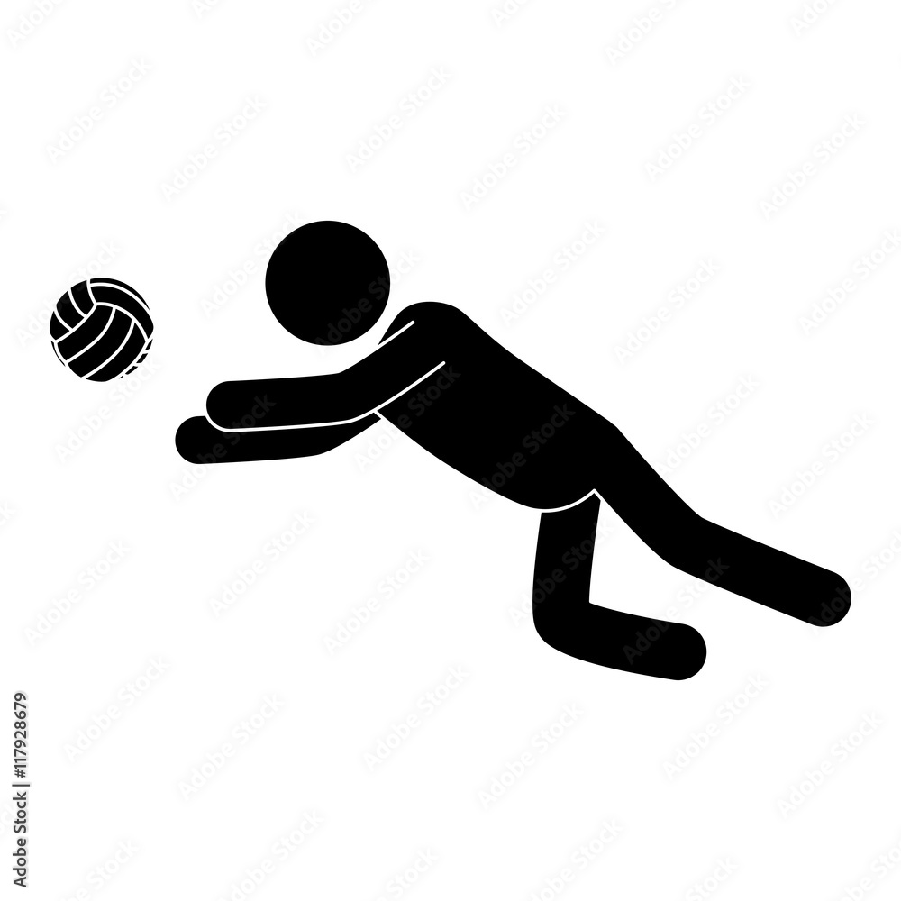 volleyball man game sport pictogram pose vector graphic icon Stock ...