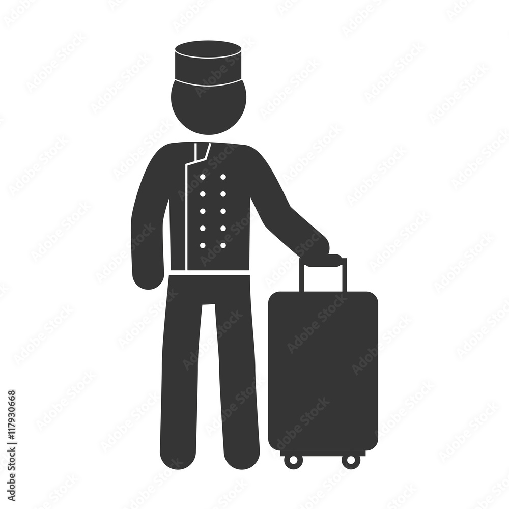 bellboy bellman baggage man male hotel person uniform hat vector ...
