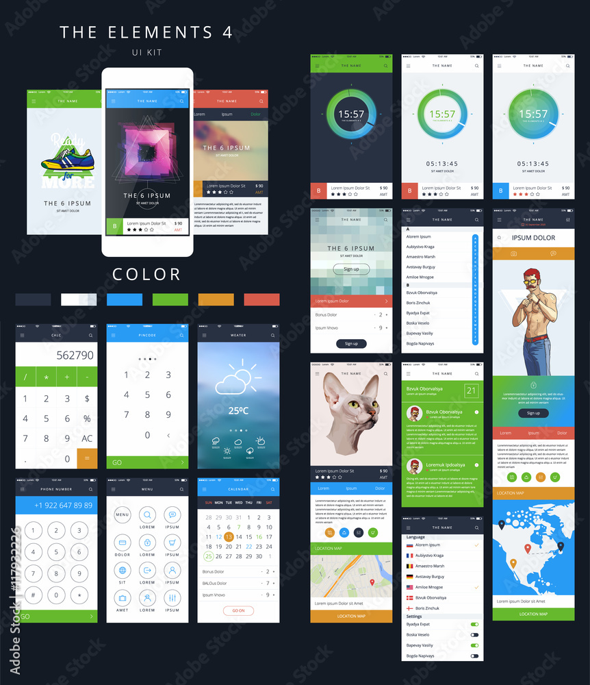 Vector Phone GUI Template. Wireframe UI Kit. Stock Vector | Adobe Stock