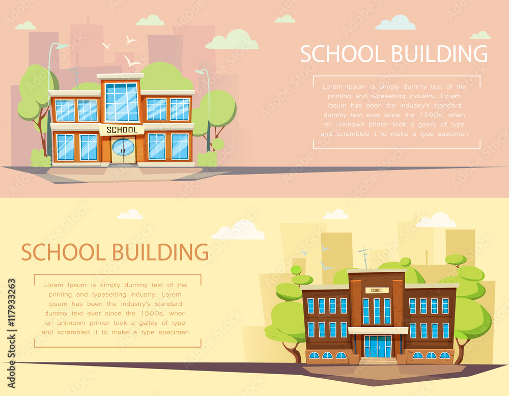 School building . Cartoon and flat style of architecher. Stock Vector ...