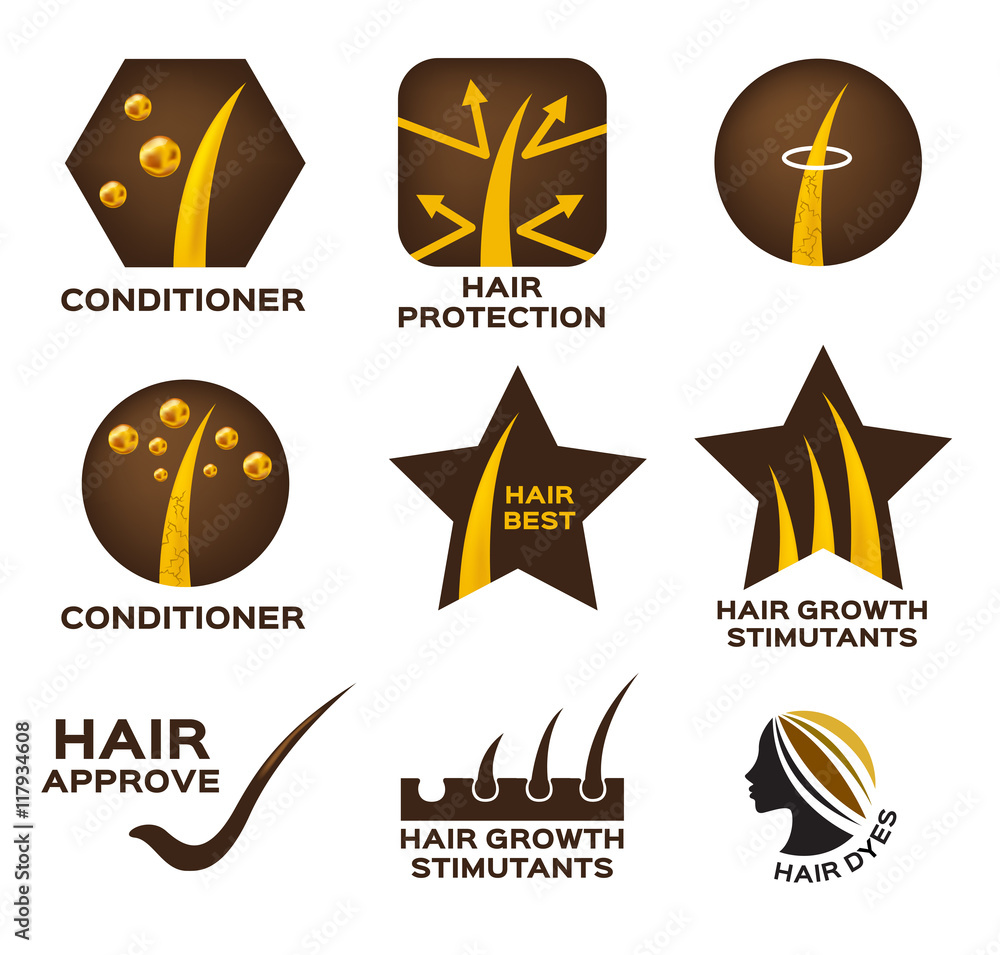 hair logo set , 9 hair vector Stock Vector | Adobe Stock