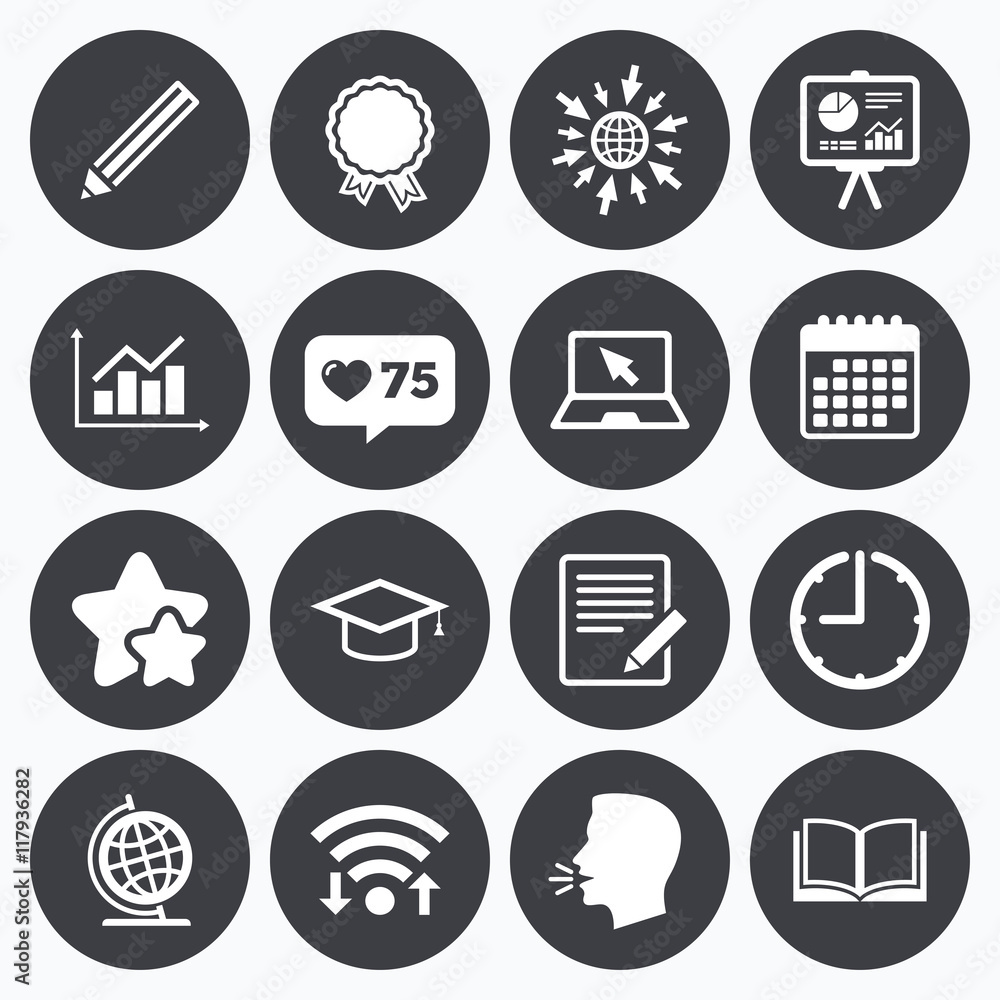 Education and study icon. Presentation signs. Stock Vector | Adobe Stock