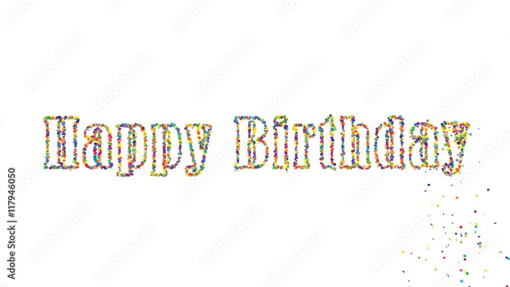 Happy Birthday particle text 3d animation on white background Stock ...