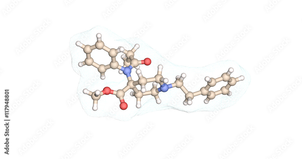 Carfentanil , carfentanyl , Wildnil molecule. 3d rendering ...