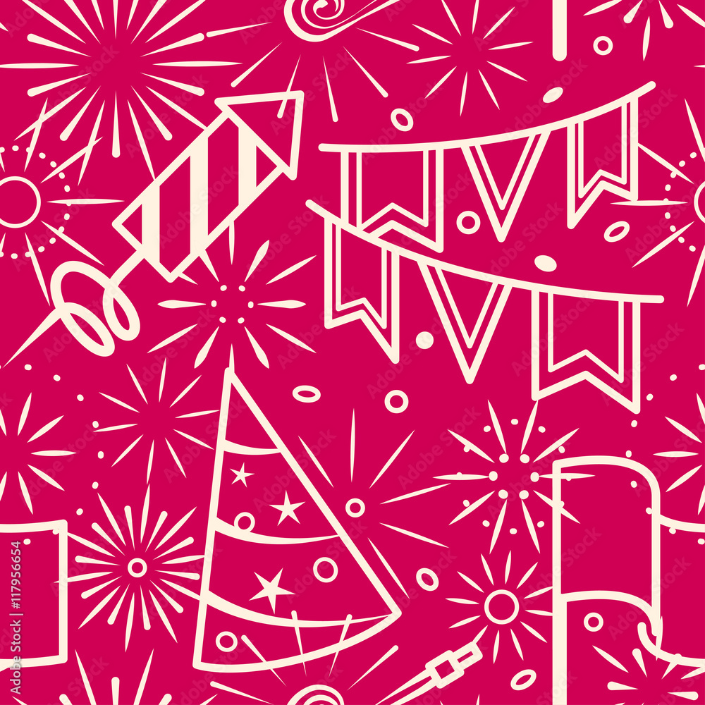 Pink party celebration seamless background. Vector illustration Stock ...