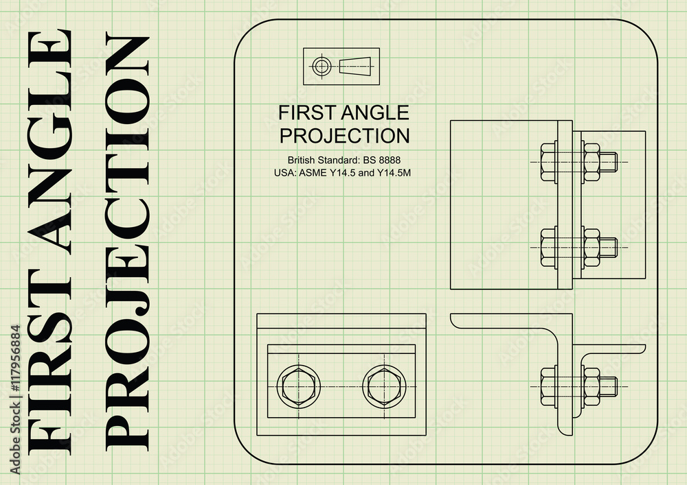 First Angle Orthographic Projection Stock Vector | Adobe Stock