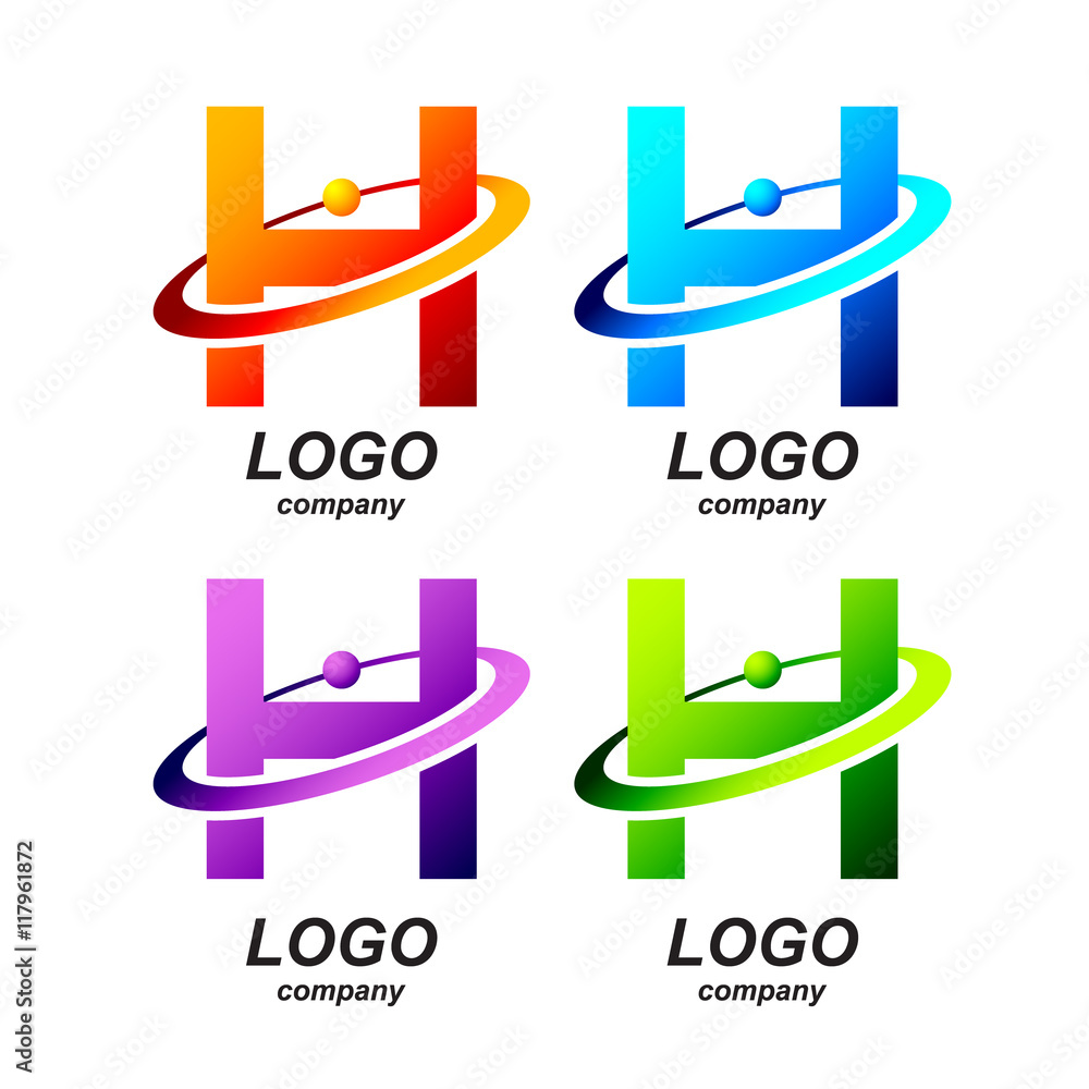 Abstract letter H round ring shape business logo design template.circle ...