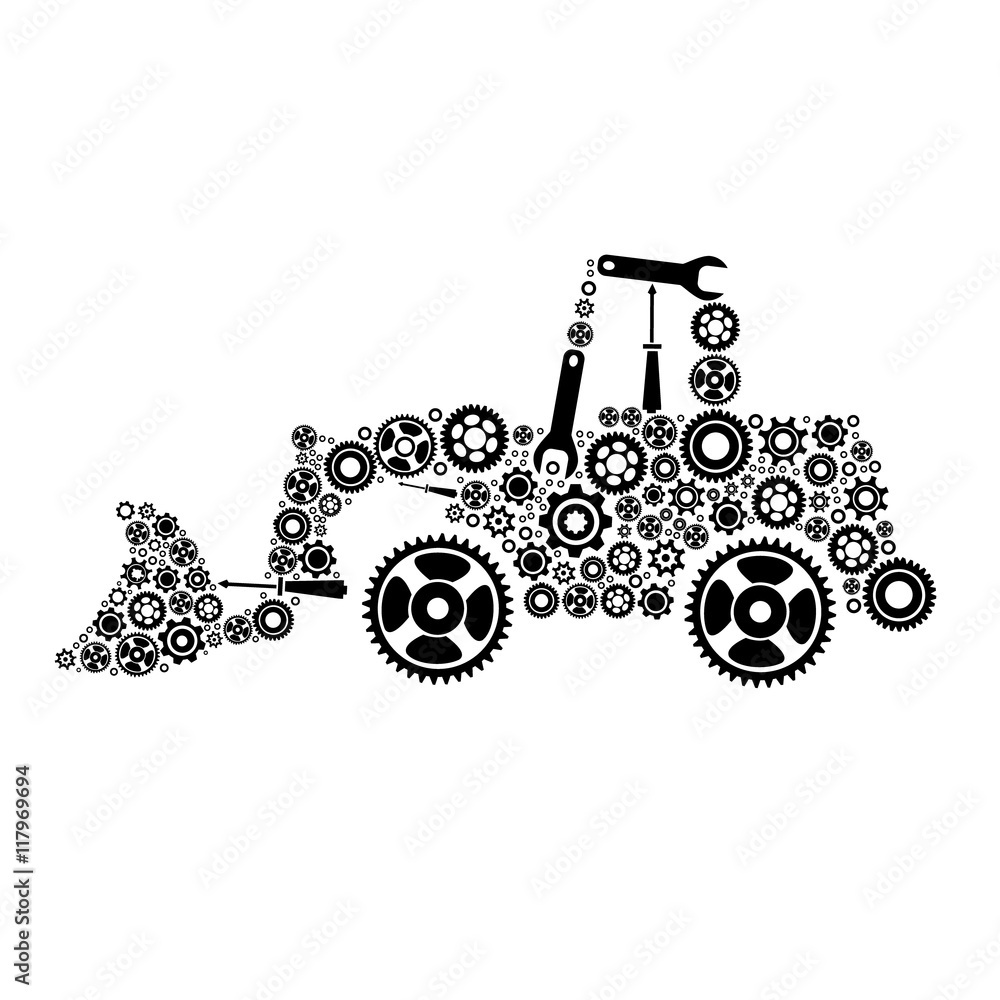tractor. icon of tractor from gears. vector eps10 Stock Vector | Adobe ...