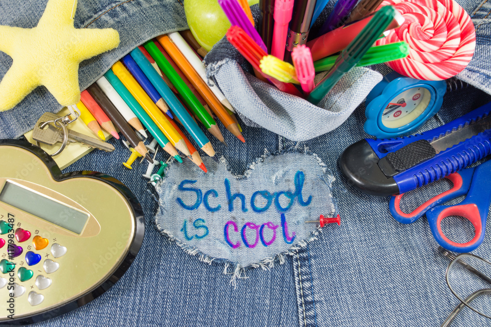 School is cool sign with creative learning objects Stock Photo | Adobe ... School is cool sign with creative learning objects Stock Photo | Adobe ...