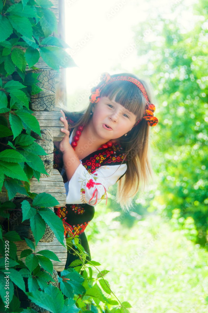 Beautiful Ukrainian Little girl in national Hutsul Ukrainian cos Stock ...
