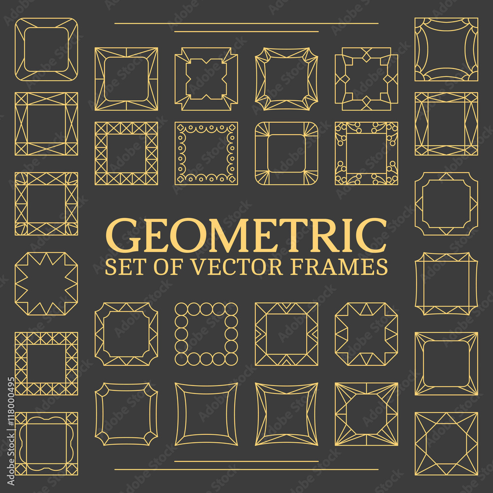 Vector template frame. Form of square. Line design elements. Collage ...