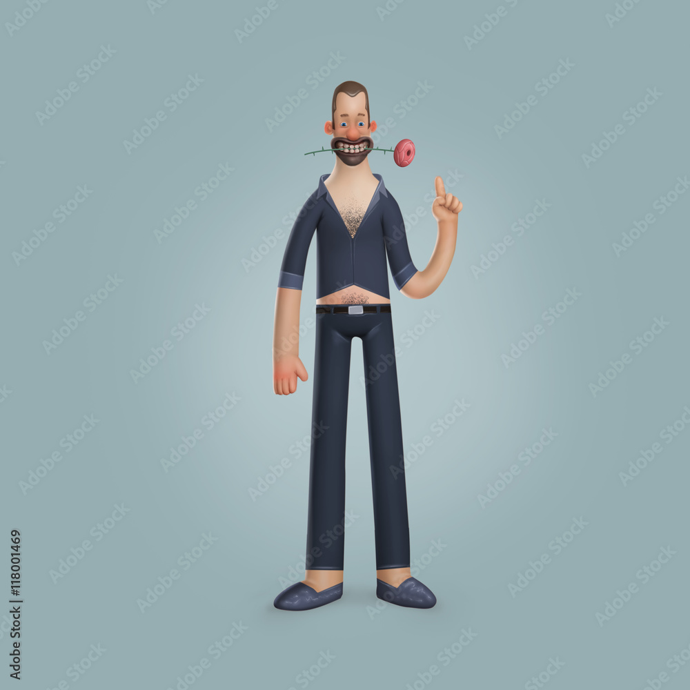 funny man character, a man with a rose, macho, dancer, character with a ...