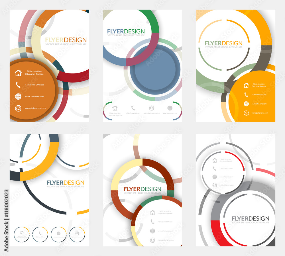 Set of flyer design with circular pattern. Corporate banner or brochure ...