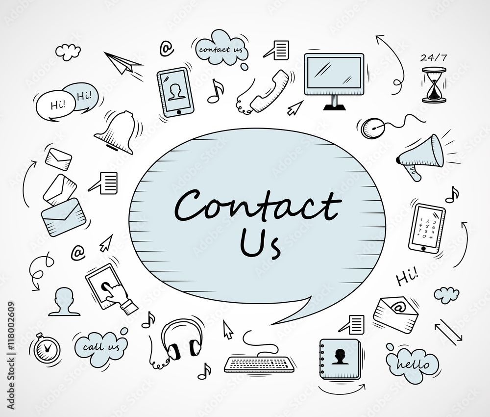 Speech Bubble, Contact Us Icons Set - Isolated On White Background ...